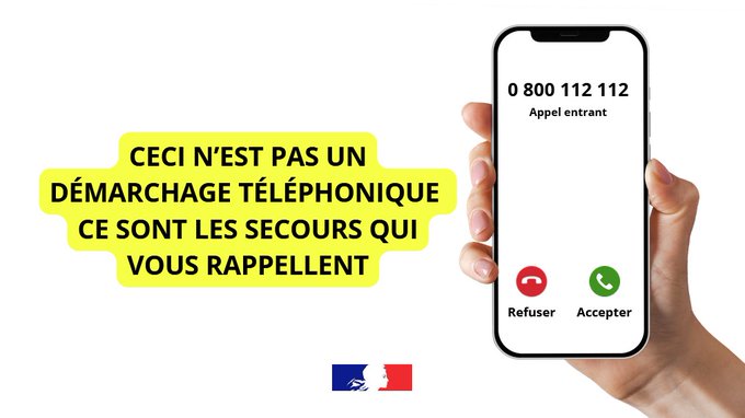 Si le 0 800 112 112 s'affiche sur votre téléphone, ce sont les secours qui vous rappellent ...